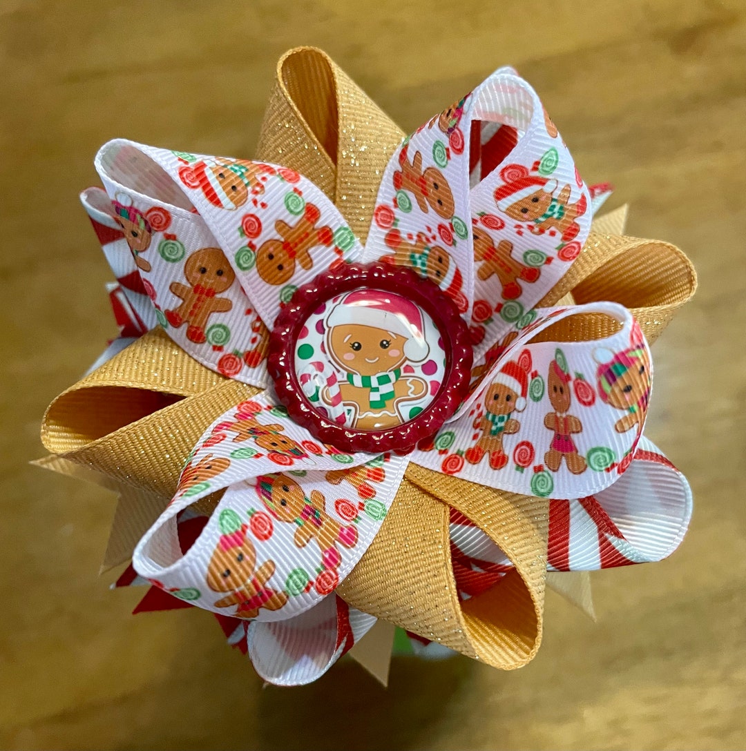 Christmas Gingerbread Hair Bow - Etsy