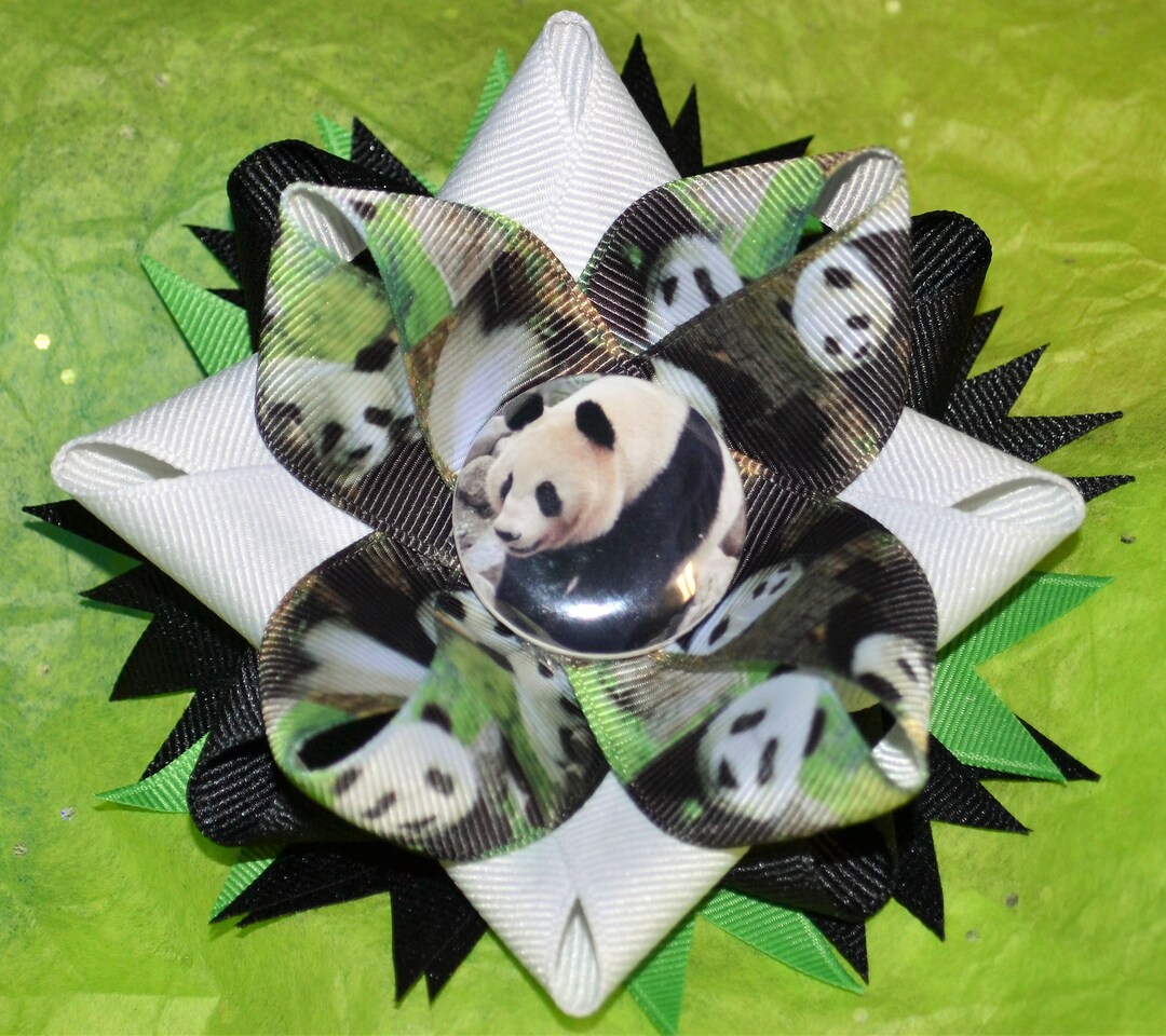 Panda Bear Hair Bow - Etsy