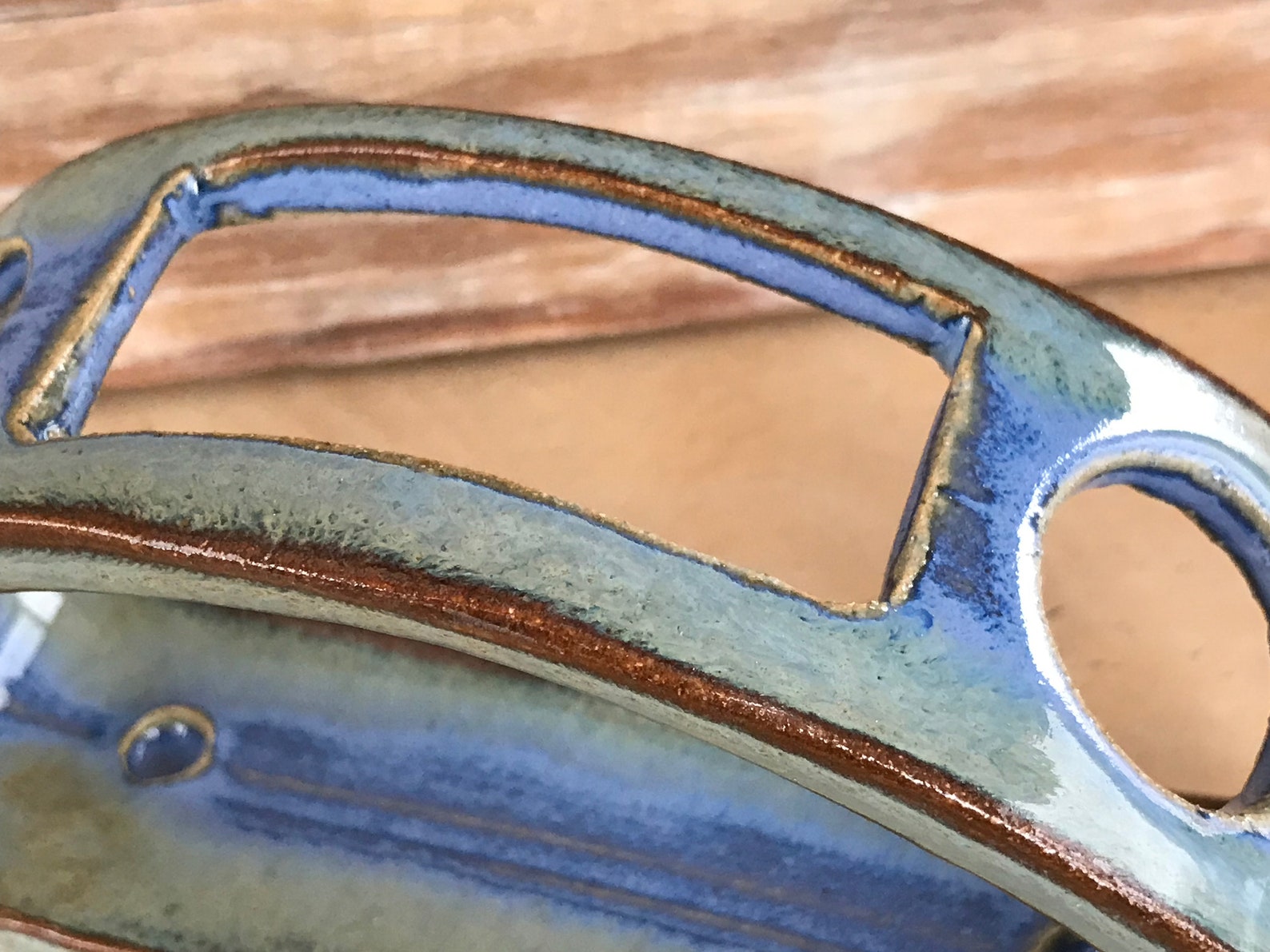 Toothbrush - Toothpaste Holder Lapis Blue and Cappuccino Brown- 2 ...