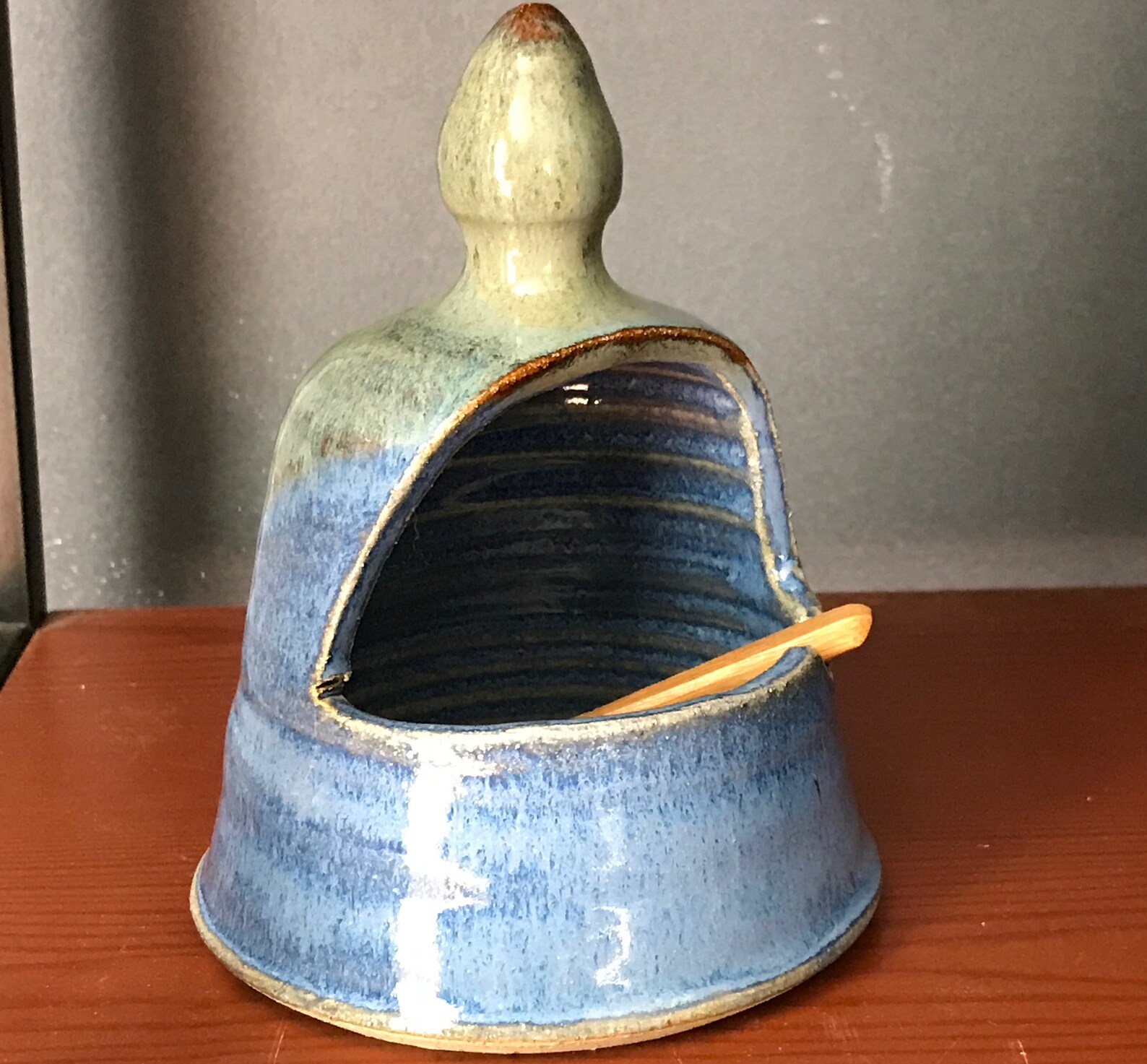 Salt Pig Salt Cellar Large Soft Blue and Cappuccino - Etsy