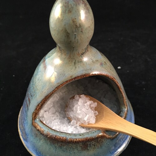 Salt Pig Salt Cellar Small Soft Blue and Cappuccino - Etsy