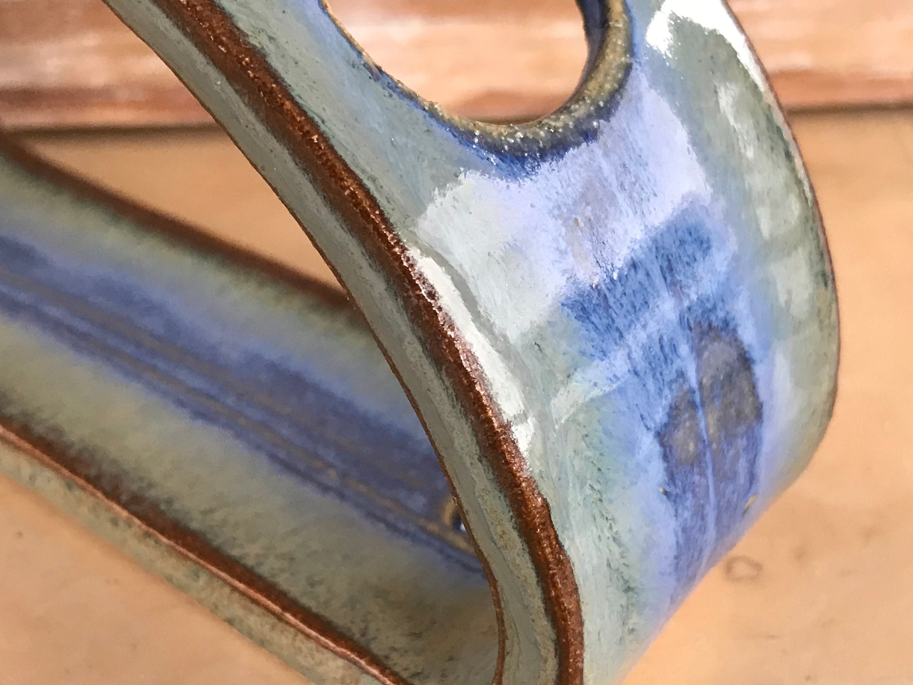 Toothbrush - Toothpaste Holder Lapis Blue and Cappuccino Brown- 2 ...