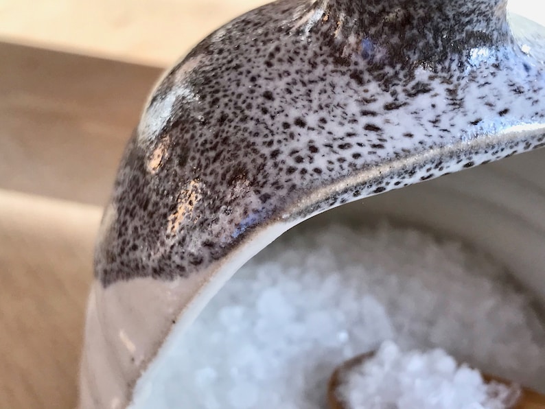 Salt Pig Salt Cellar Small - White and Gray - Etsy