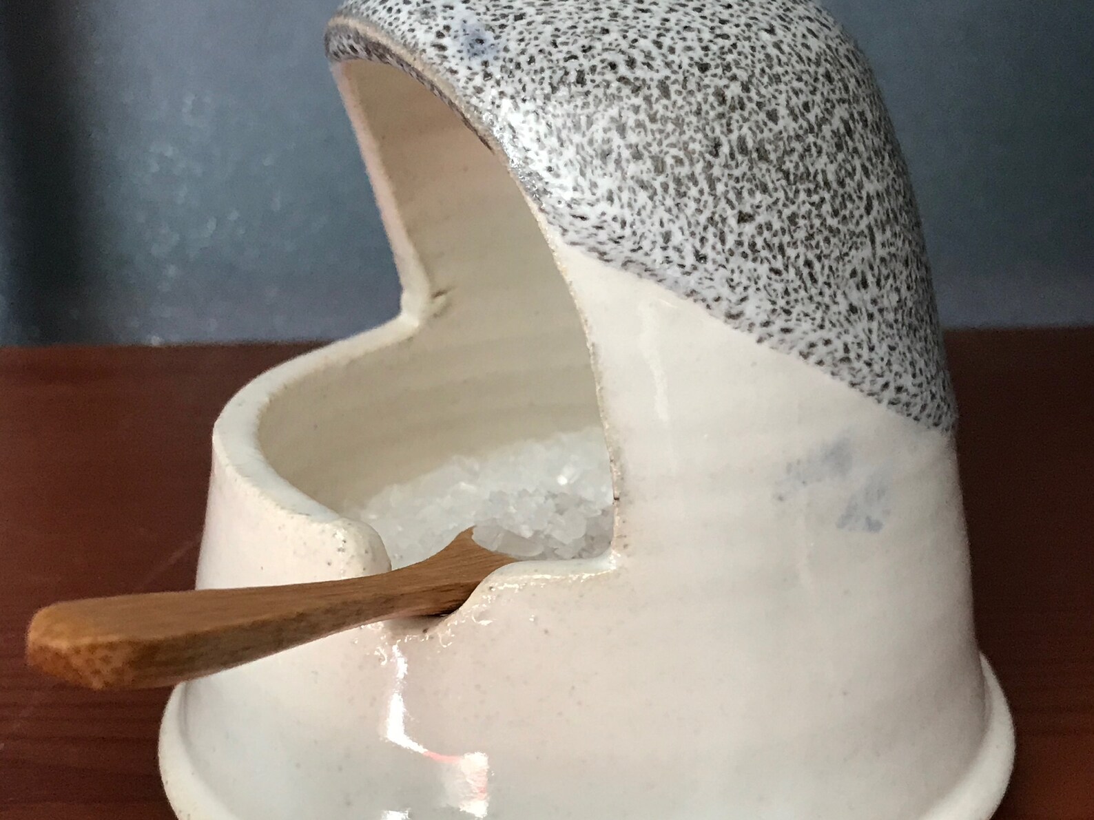 Large Salt Pig/salt Cellar White and Gray - Etsy