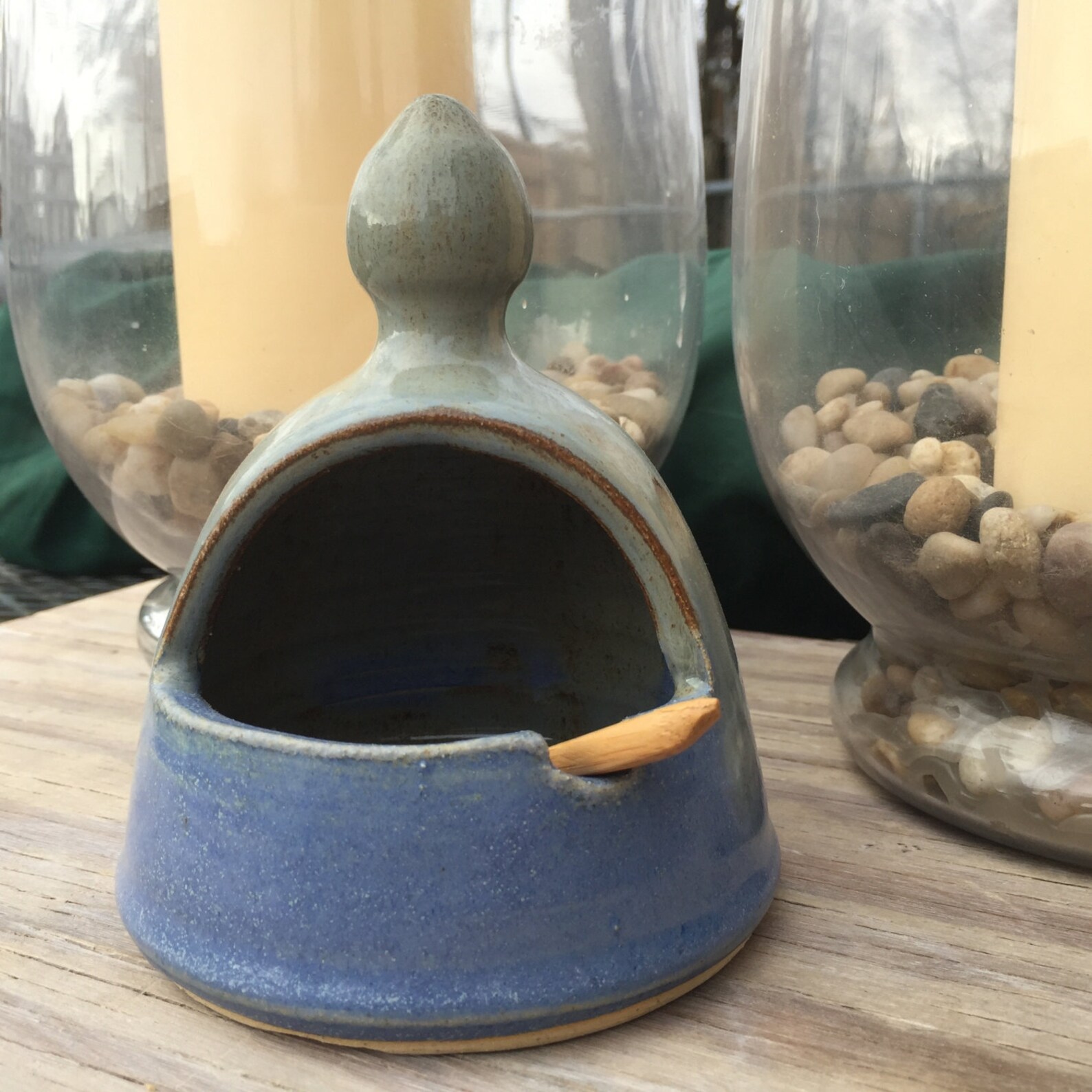 Salt Pig Salt Cellar Large Soft Blue and Cappuccino - Etsy