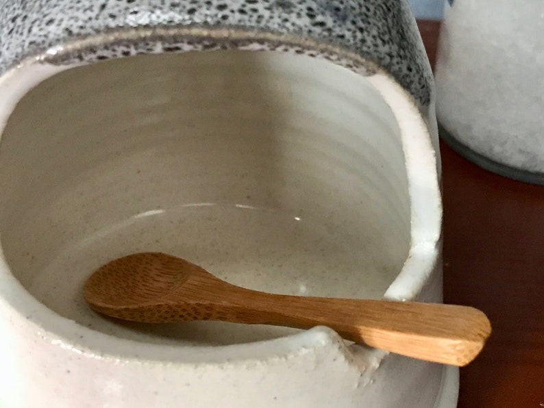 Large Salt Pig/salt Cellar White and Gray - Etsy