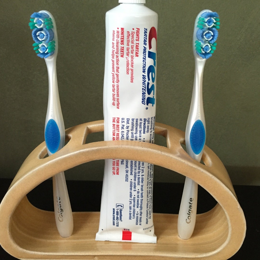 Toothbrush Toothpaste Holder Buttery Yellow 2 Brushes and Toothpaste - Etsy