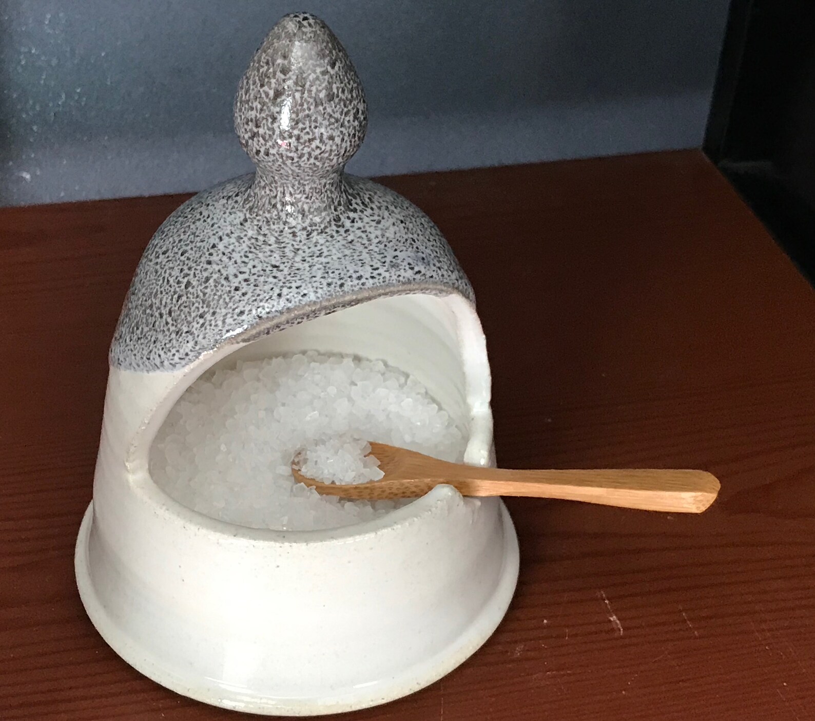 Large Salt Pig/salt Cellar White and Gray - Etsy