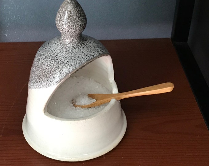 Large Salt Pig/salt Cellar White and Gray - Etsy