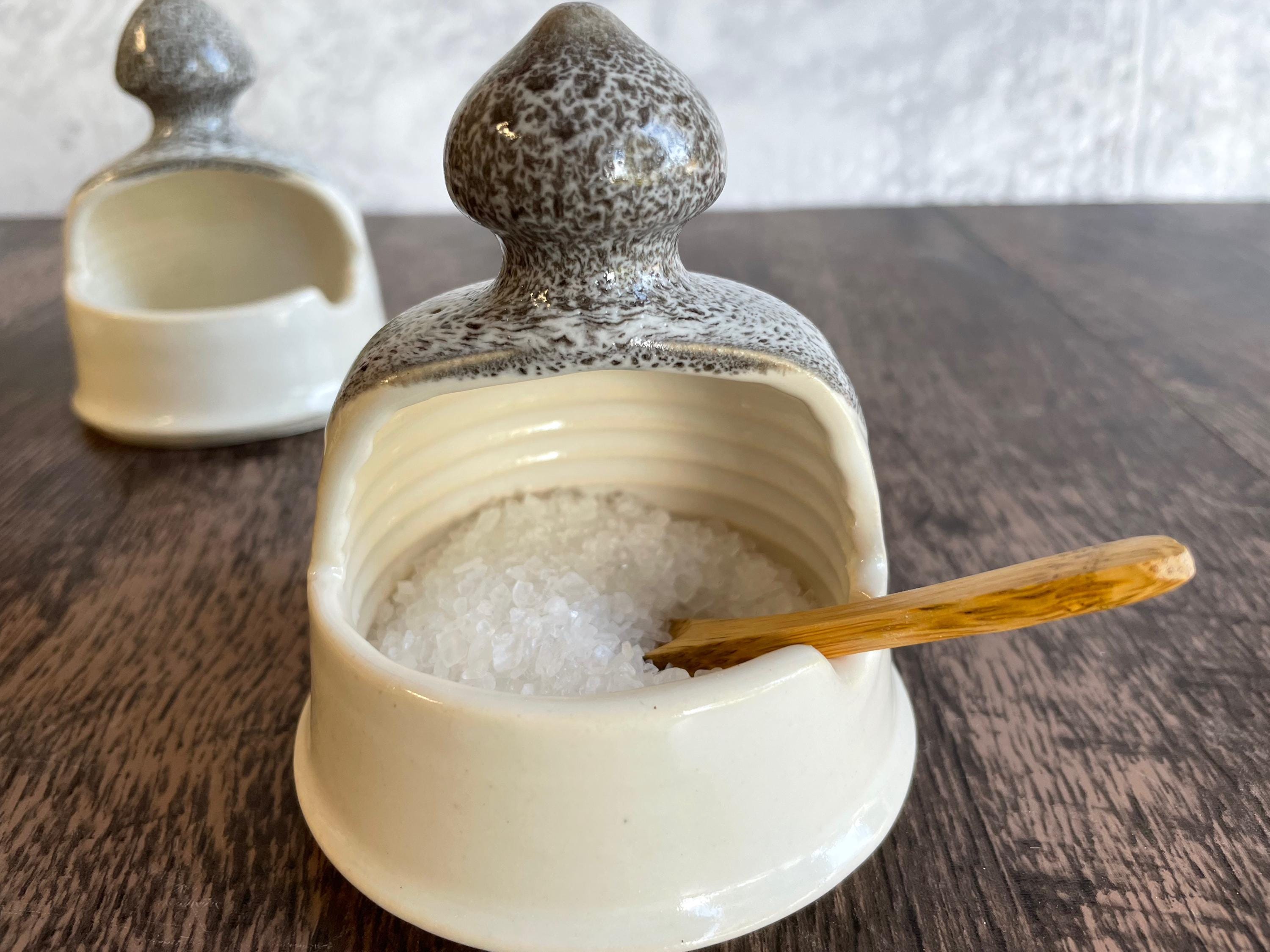 Salt Pig Salt Cellar Small - White and Gray - Etsy