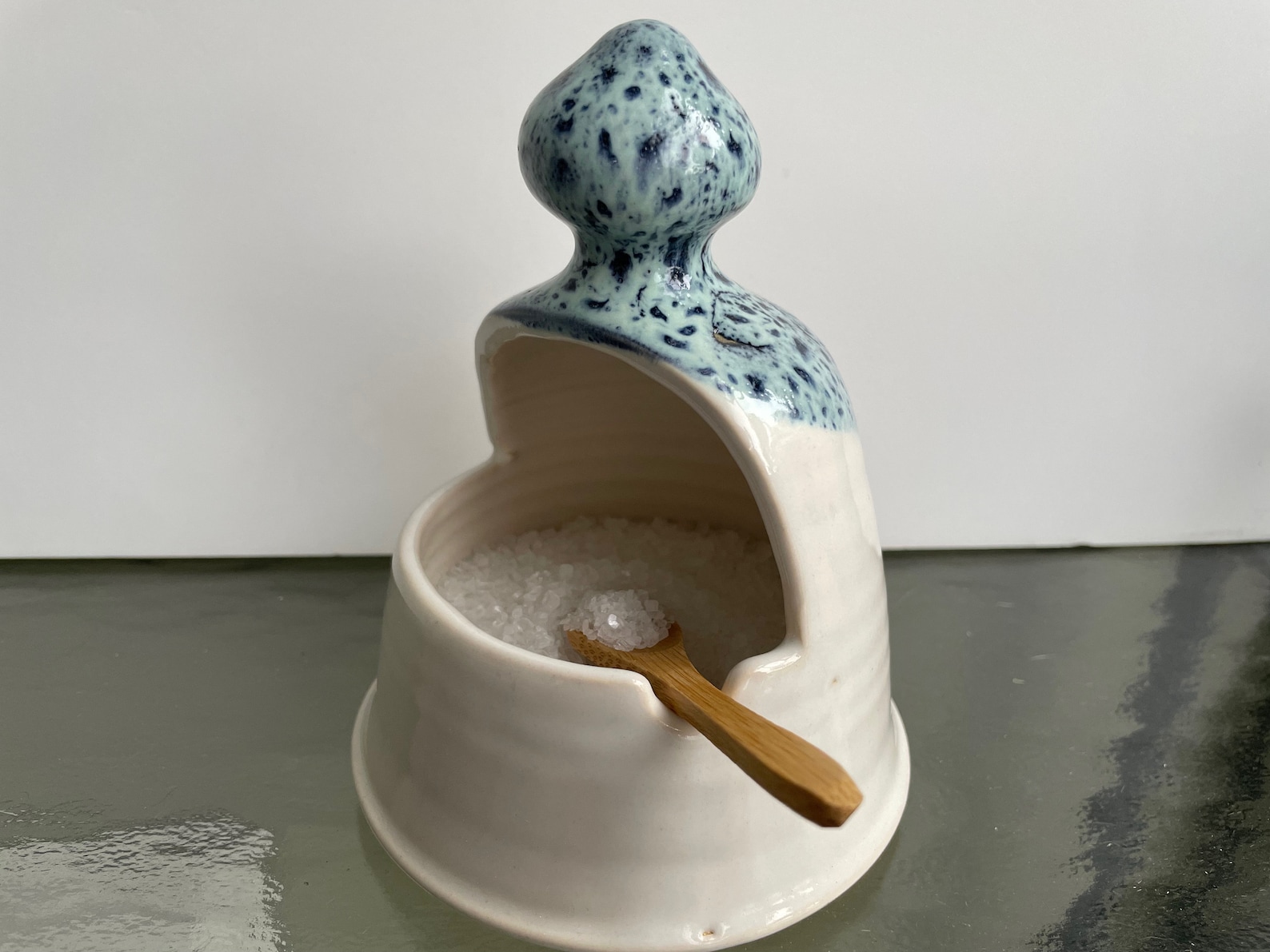 Large Salt Pig/salt Cellar - White and Bright Peacock Blue - Etsy