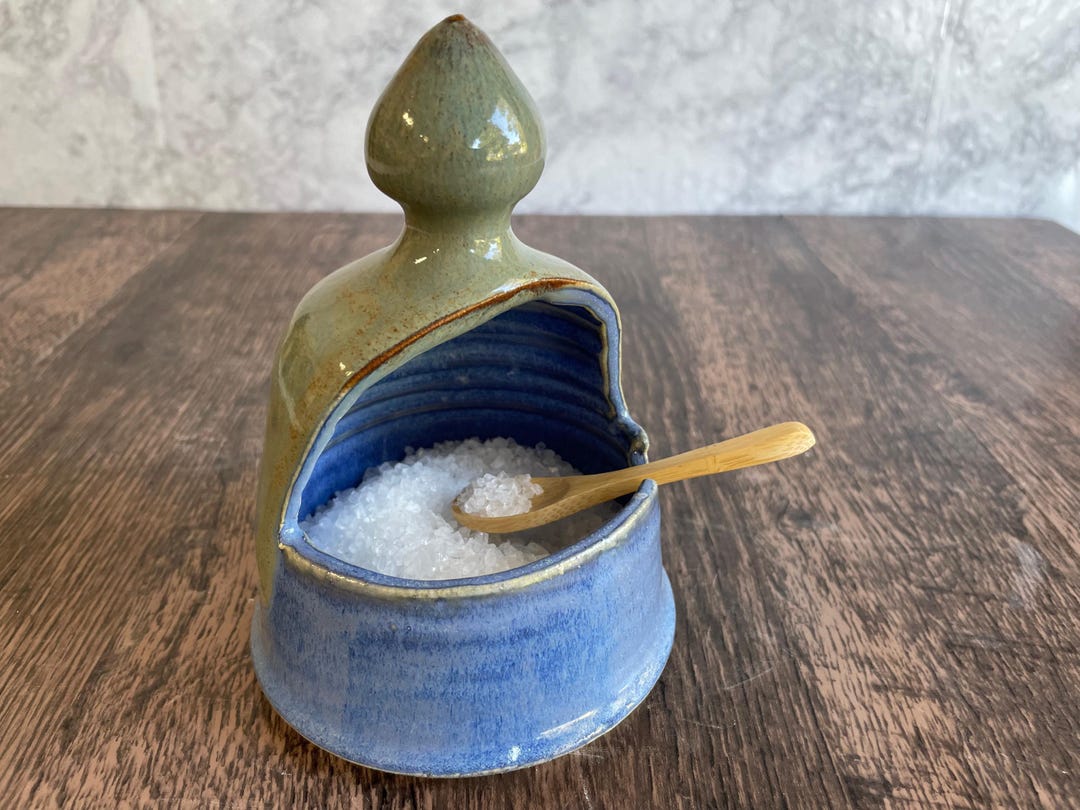 Salt Pig Salt Cellar Large- Lapis Blue and Cappuccino - Etsy