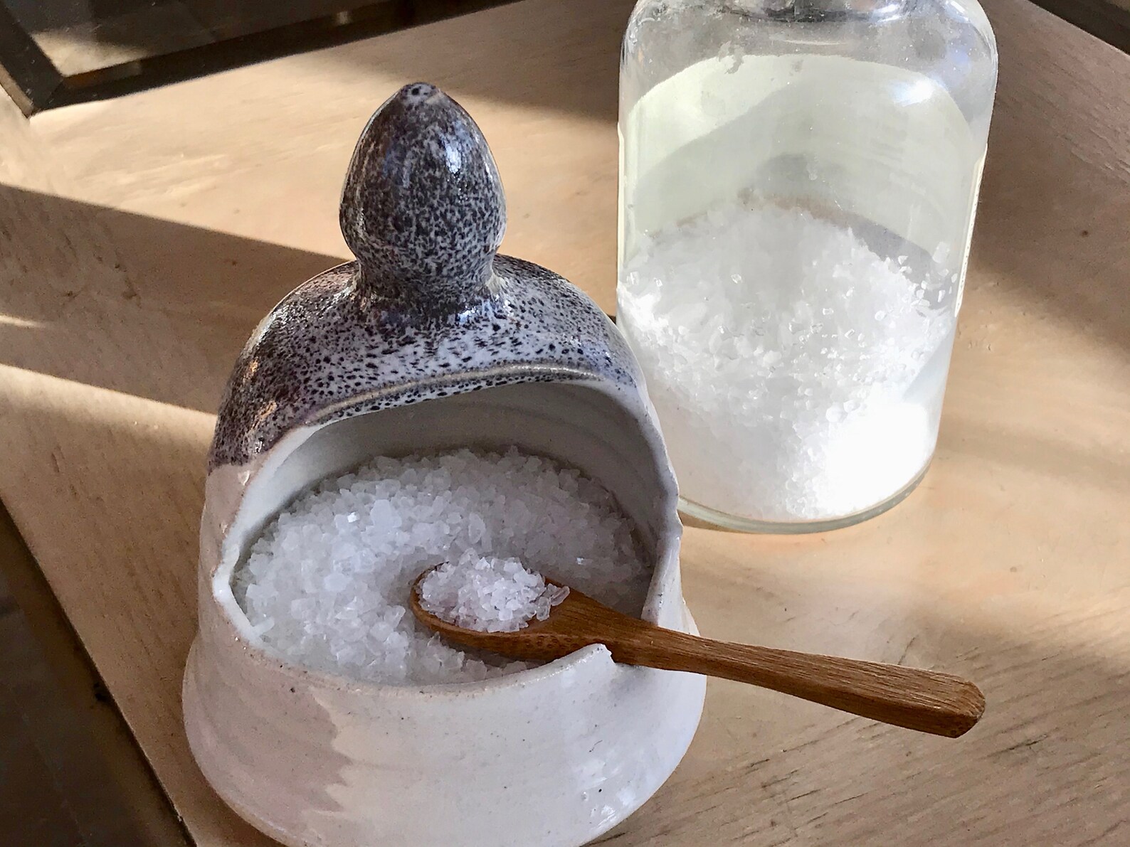 Salt Pig Salt Cellar Small White and Gray - Etsy