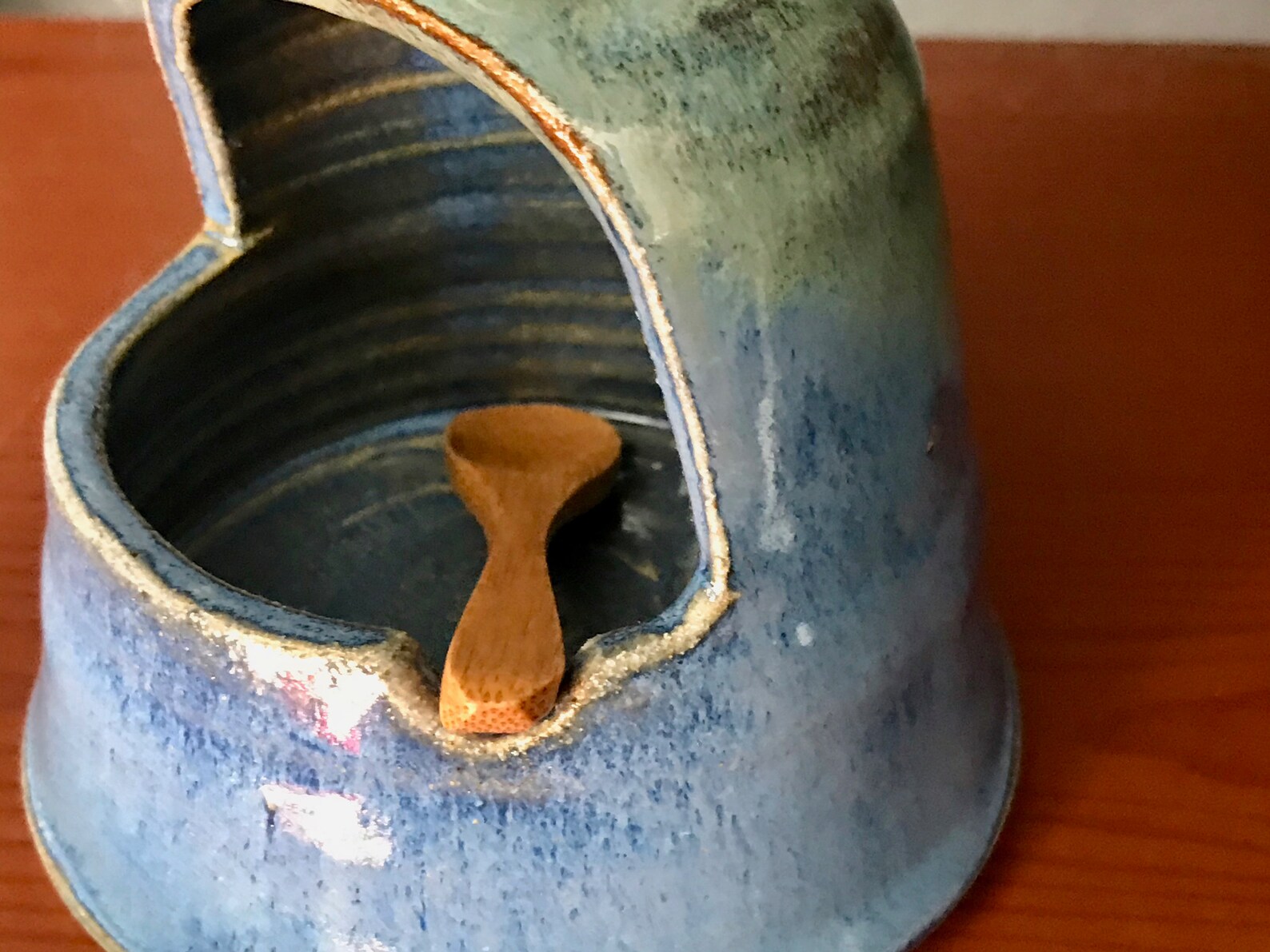 Salt Pig Salt Cellar Large Soft Blue and Cappuccino - Etsy