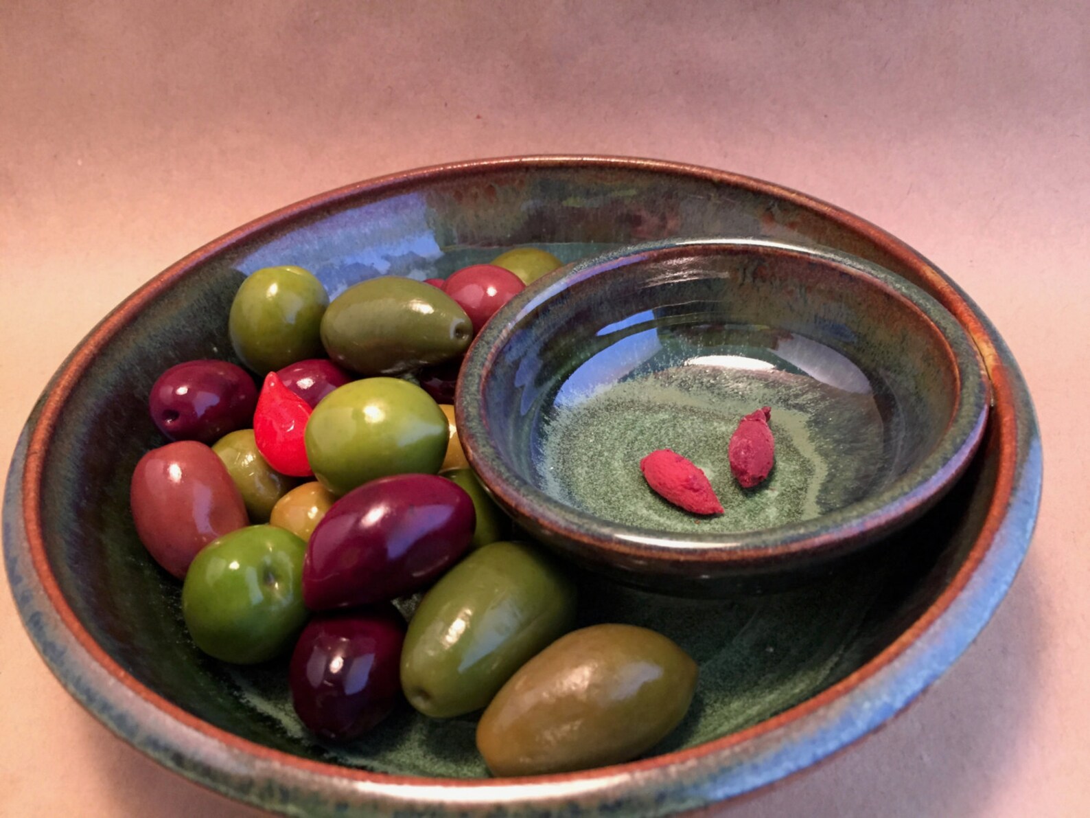 Stoneware Olive Server Cherry Server - Amazon Green - Etsy