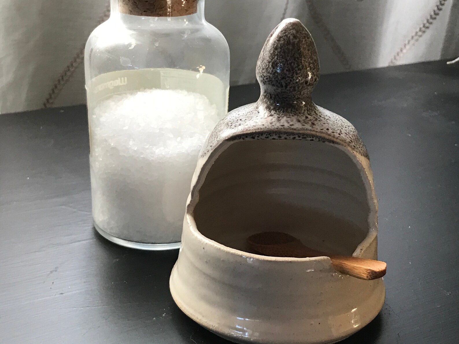 Salt Pig Salt Cellar Small White and Gray - Etsy