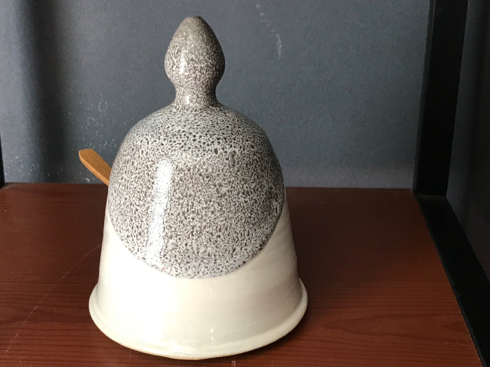 Large Salt Pig/salt Cellar White and Gray - Etsy