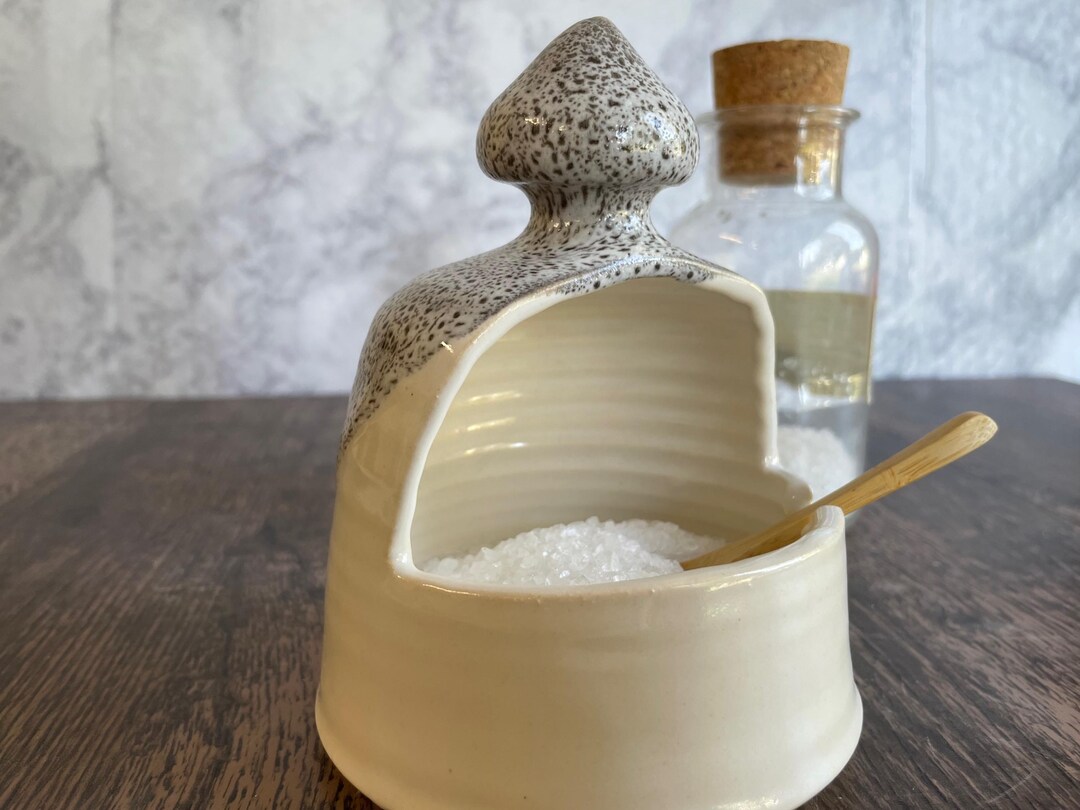 Large Salt Pig/salt Cellar - White and Gray - Etsy