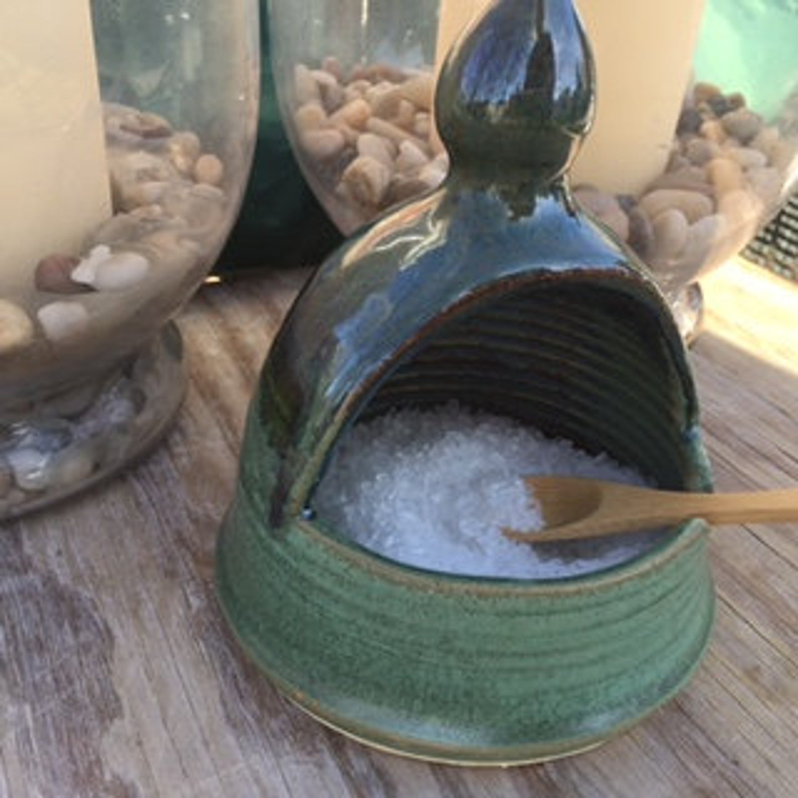 Salt Pig Salt Cellar Large- Amazon Green - Etsy