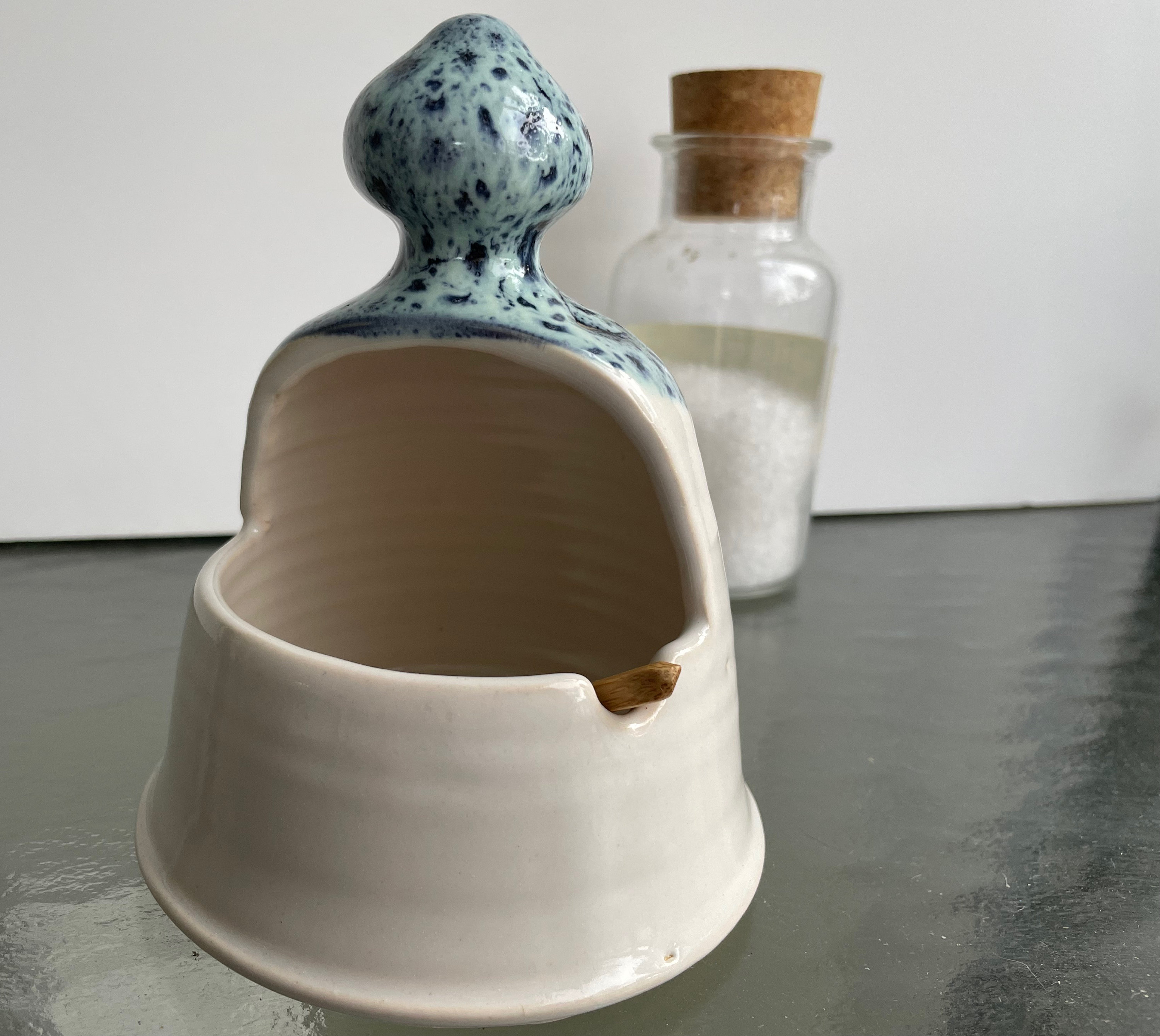 Large Salt Pig/salt Cellar - White and Bright Peacock Blue - Etsy
