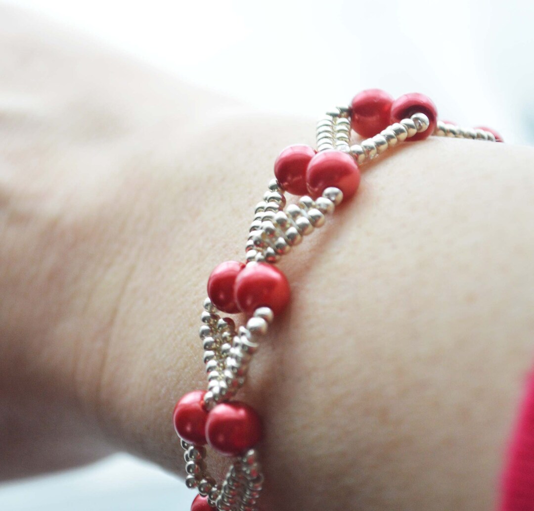 Valentine's Day Heart Beaded Bracelet - Etsy