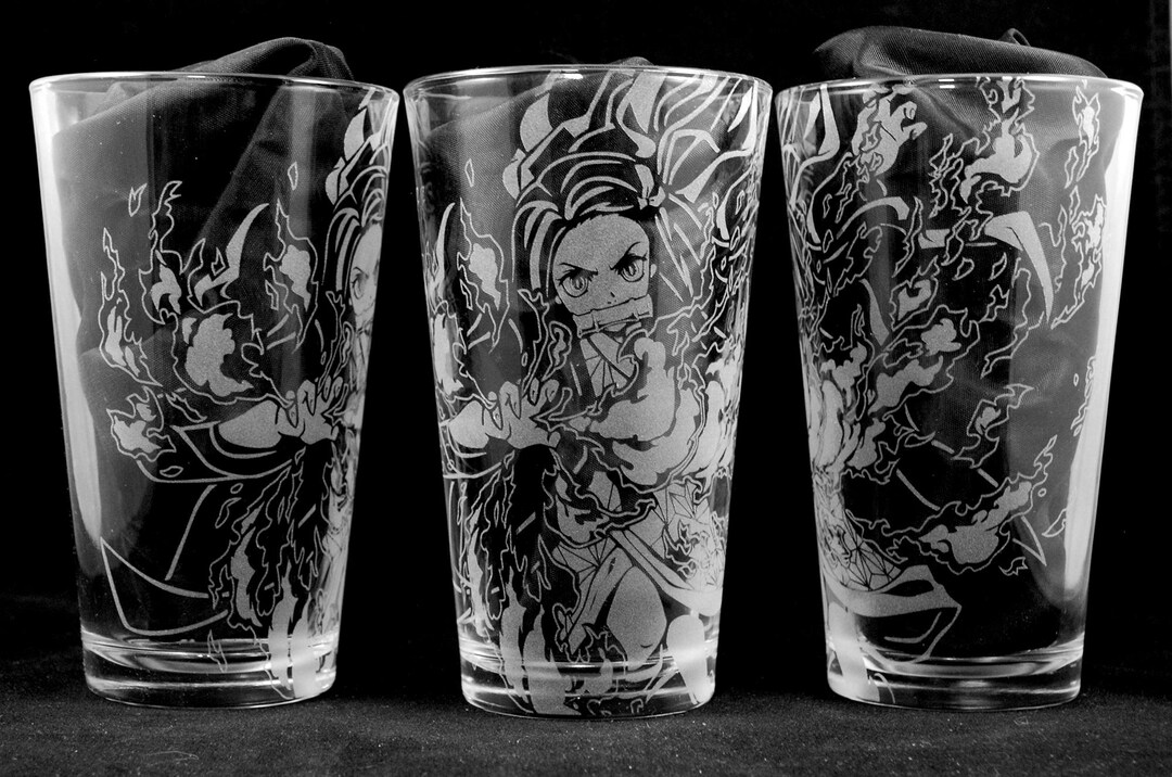 Nezuko or Tanjiro Anime Demon Laser Engraved Pint Glass - Etsy UK
