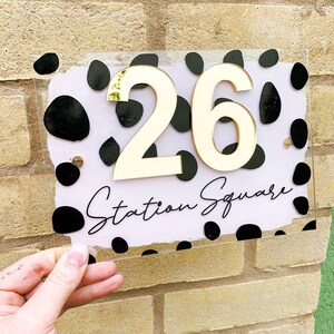 Hand Painted House Door Sign | Dalmatian Print | Personalised Scripted ...