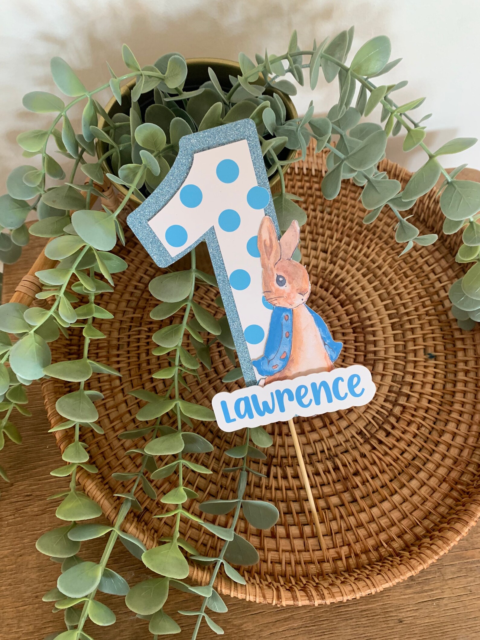 Peter Rabbit Number Cake Topper Personalised Age Birthday Baby Shower ...