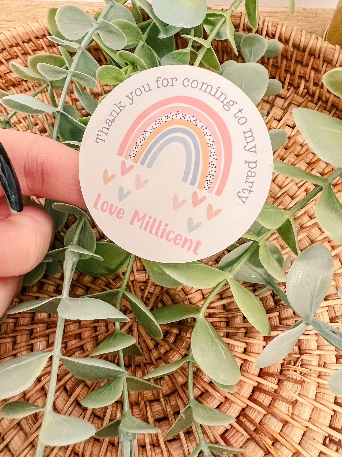 Personalised Rainbow Stickers ROUND Sticker Birthday | Etsy