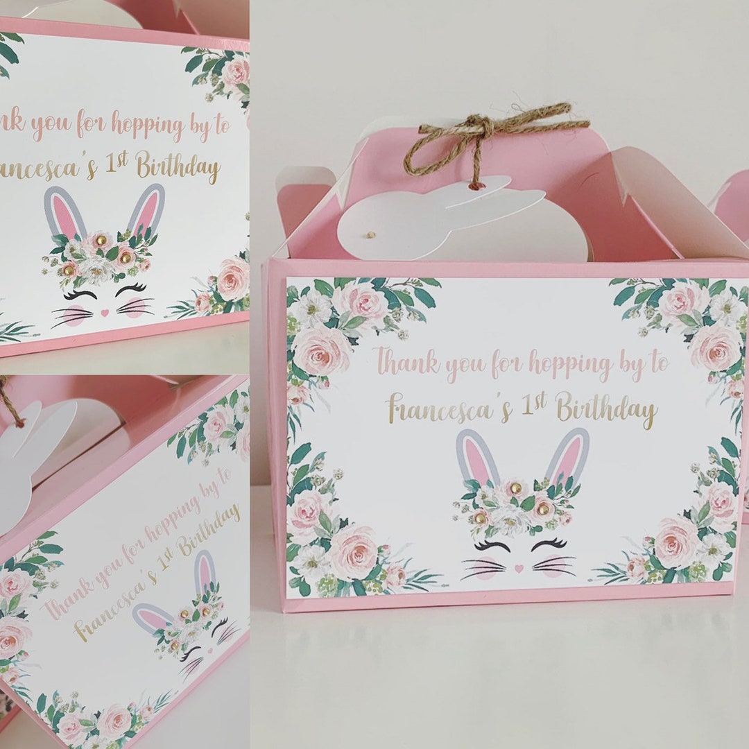 Floral Bunny Themed Childrens Party Boxes Lunch Boxes Gift Box Rabbit ...