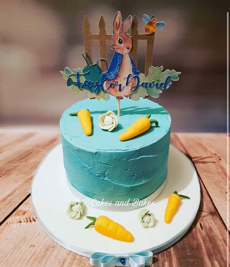 Peter Rabbit Garden Gate Cake Topper | Personalised | Birthday | Baby ...