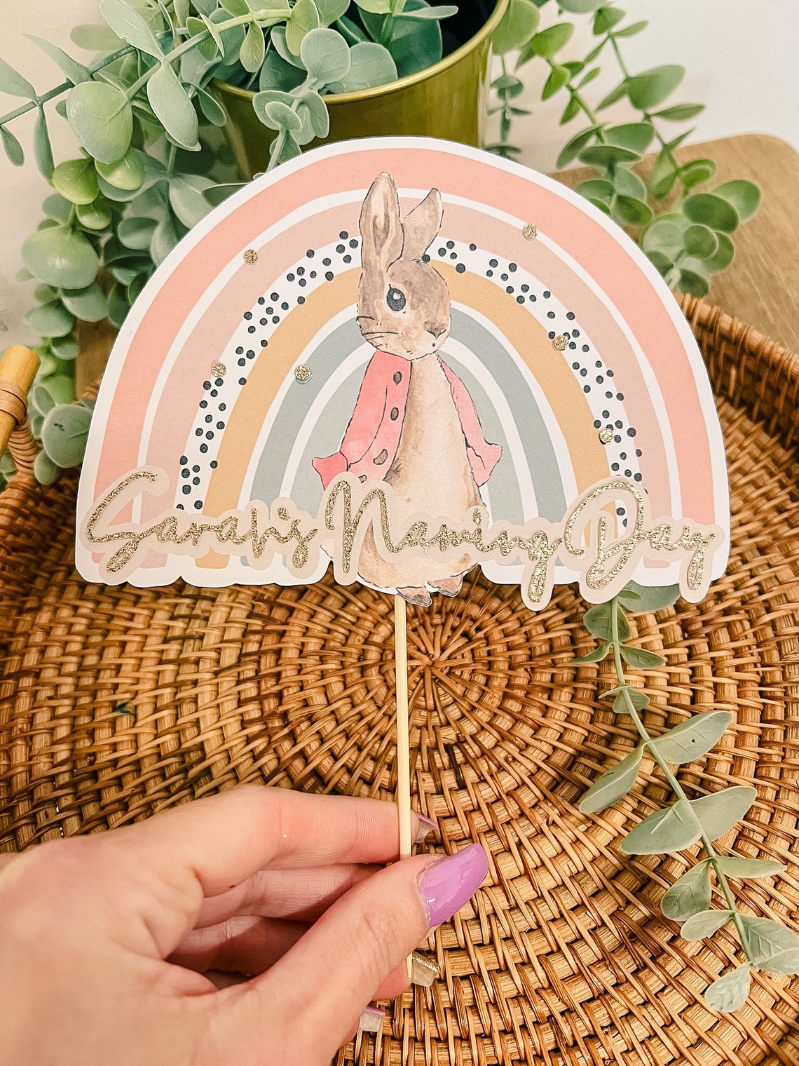 Peter Rabbit Rainbow Cake Topper Availble in Pink or Blue | Etsy