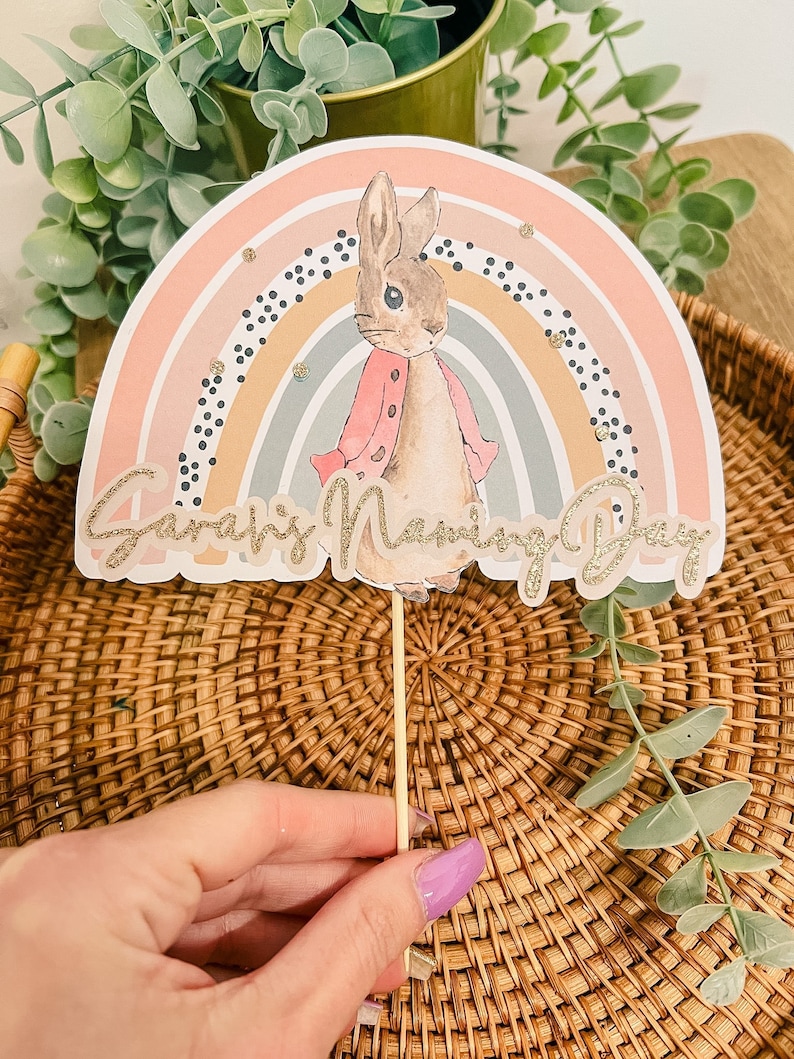 Peter Rabbit Rainbow Cake Topper Availble in Pink or Blue - Etsy