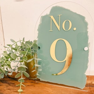 Hand Painted Arch House Number Sign | Custom Acrylic Door Plaque - Etsy