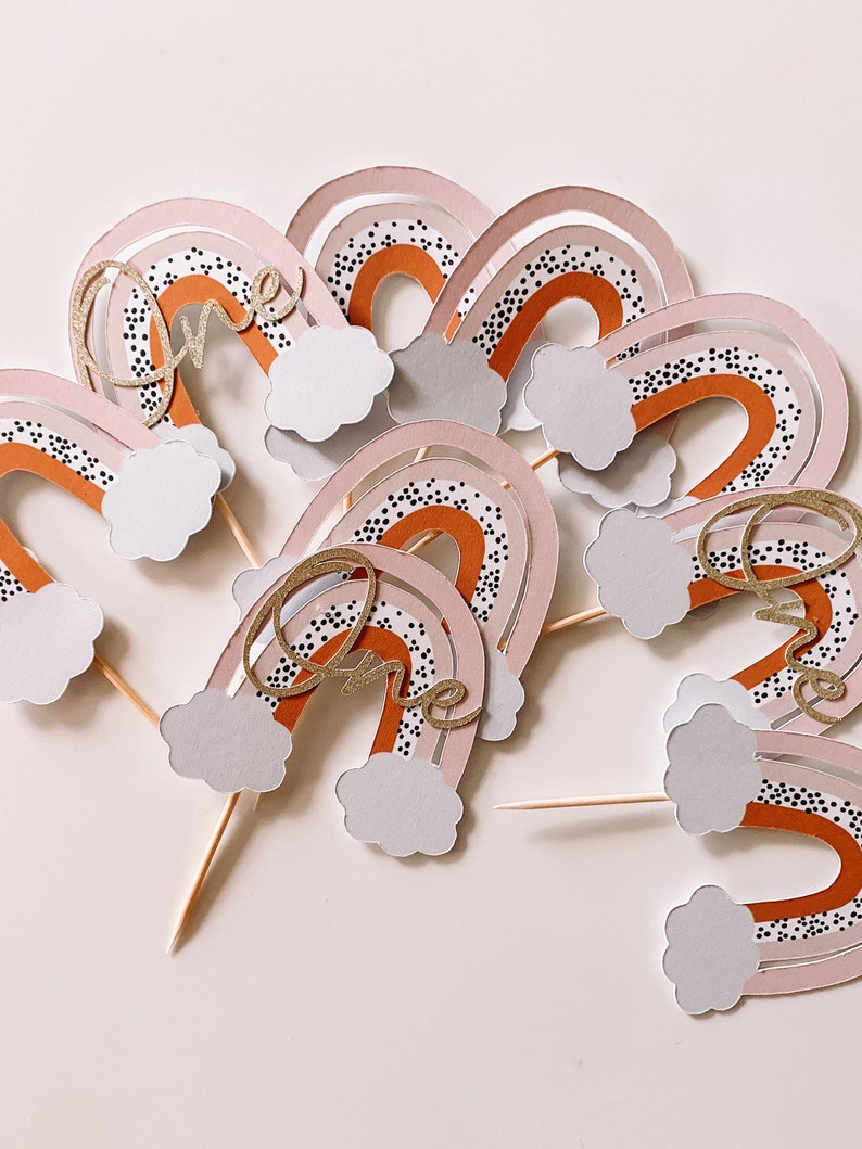 Stunning Rainbow Cupcake Toppers | 12 in Each Pack | Personalised | Age ...