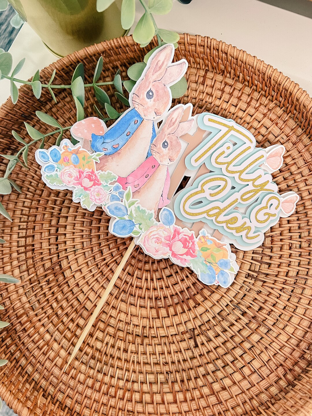 Peter Rabbit Flopsy Bunny Luxury Cake Topper Birthday Christening Baby ...