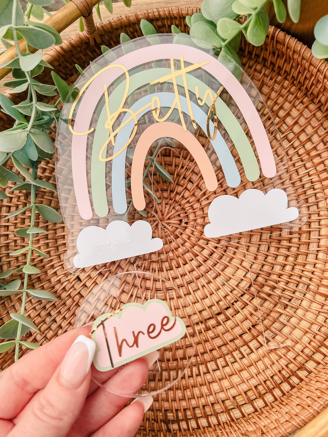 Personalised Acrylic Rainbow Cake Topper | Baby Shower, Birthday - Etsy