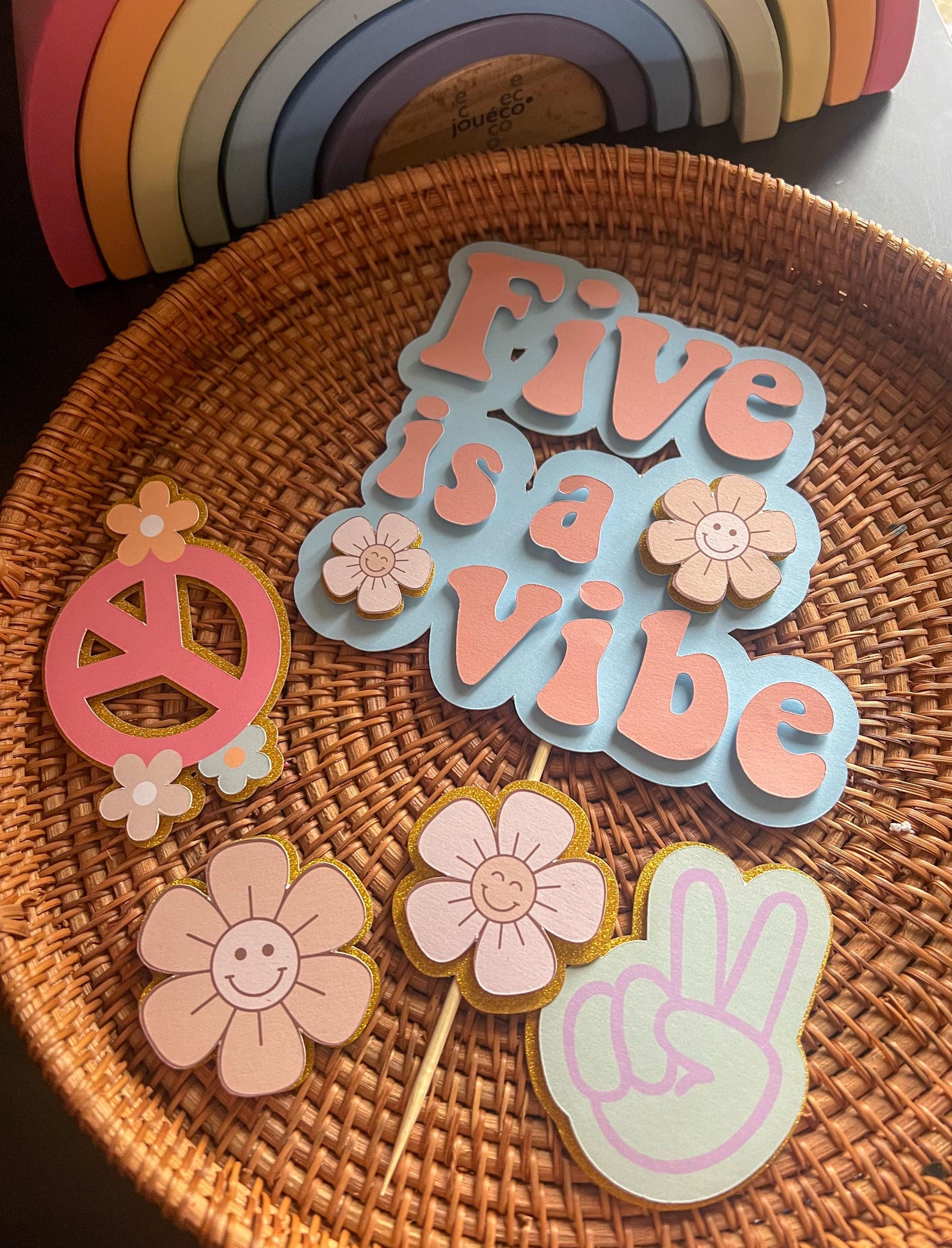 Five is a Vibe Cake Topper | Cake Topper Set | Cake Decorations | - Etsy