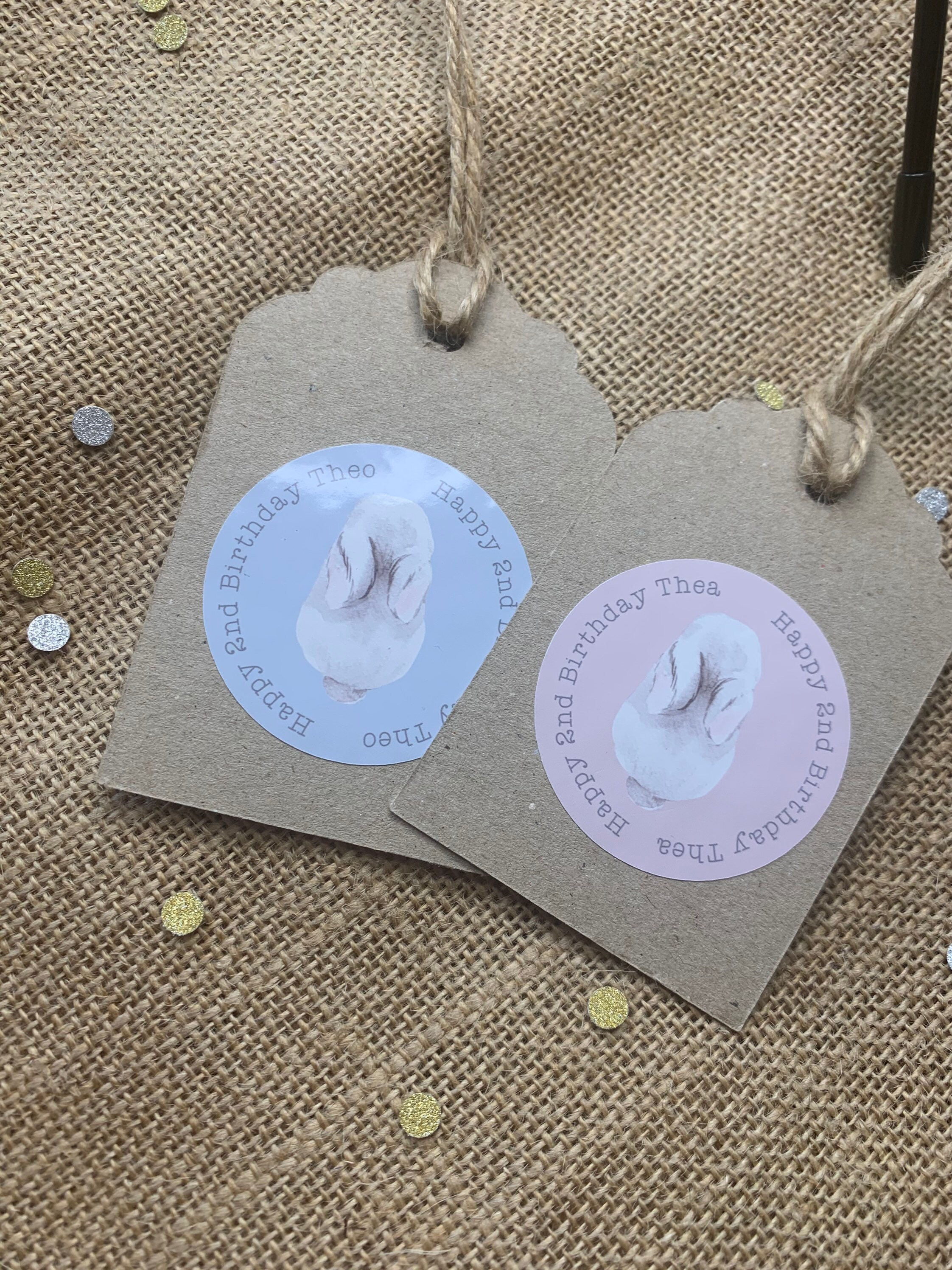 Personalised Bunny Themed Sticker Labels Birthday Christening - Etsy UK