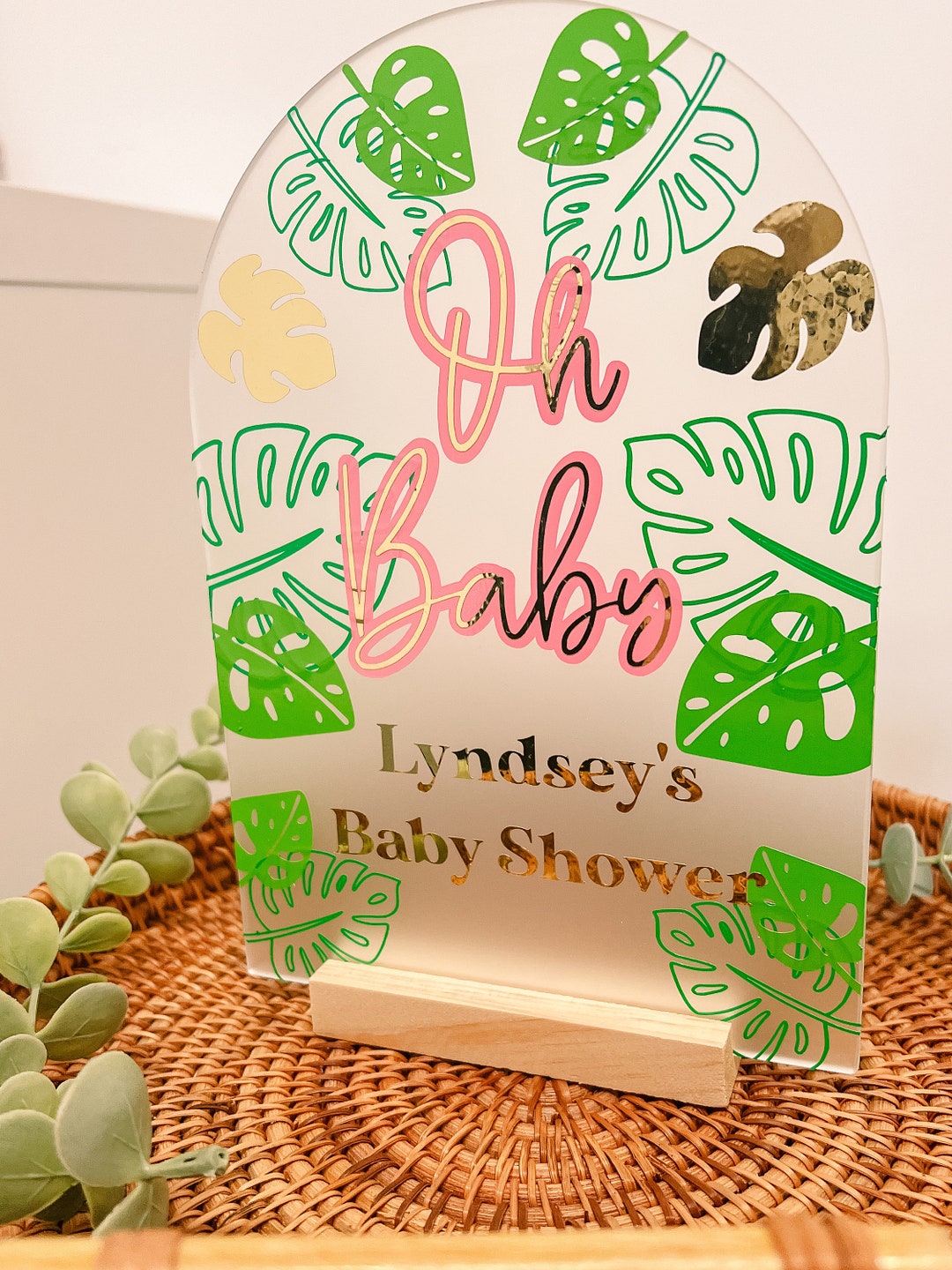 Baby Shower Arch Sign | Birthday Sign | Personalised Sign -acrylic -A5 ...