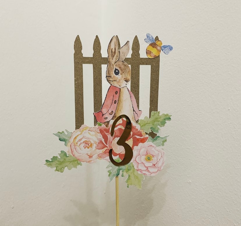 Peter Rabbit Garden Gate Cake Topper Personalised Age Birthday | Etsy ...