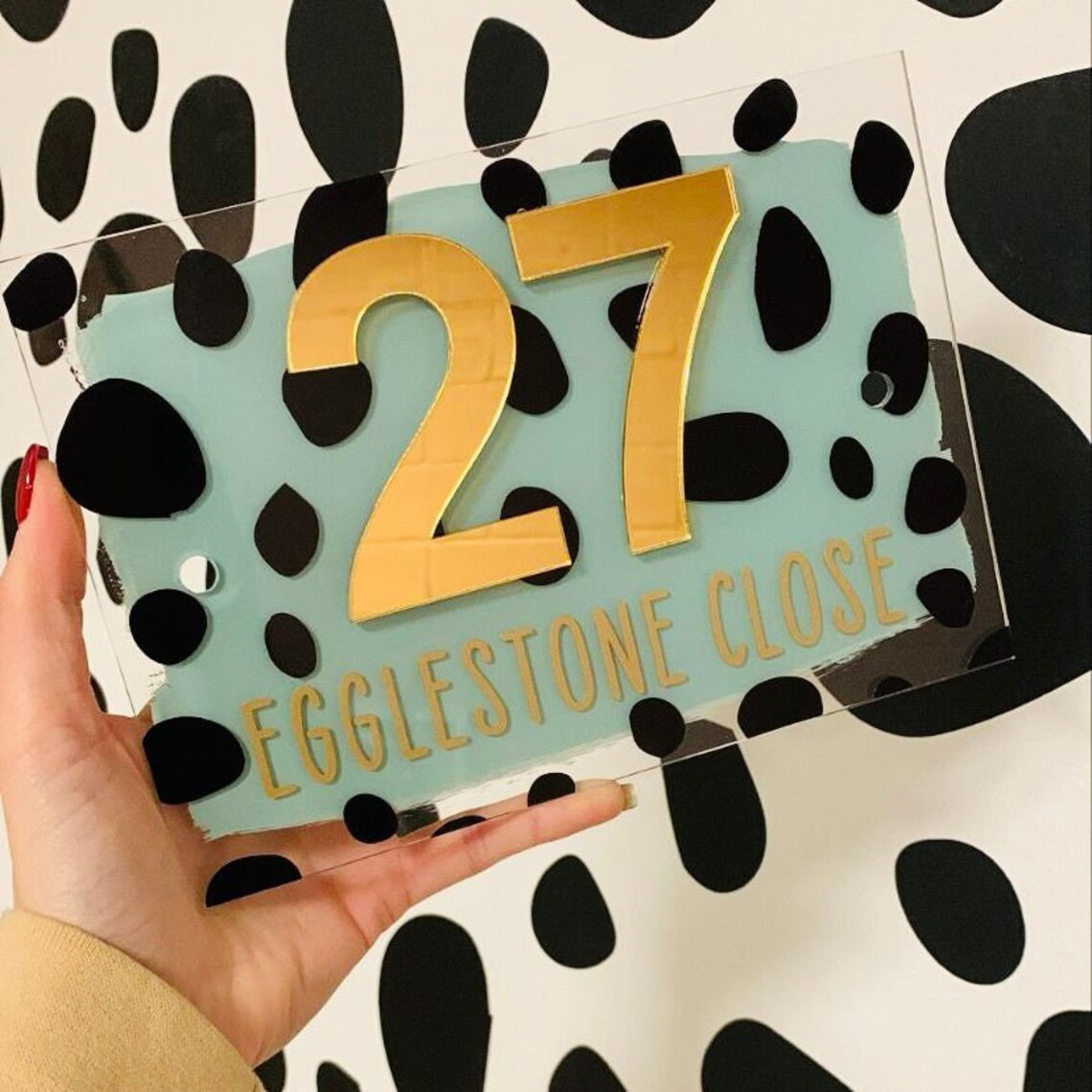 Hand Painted House Door Sign Dalmatian Print Personalised | Etsy