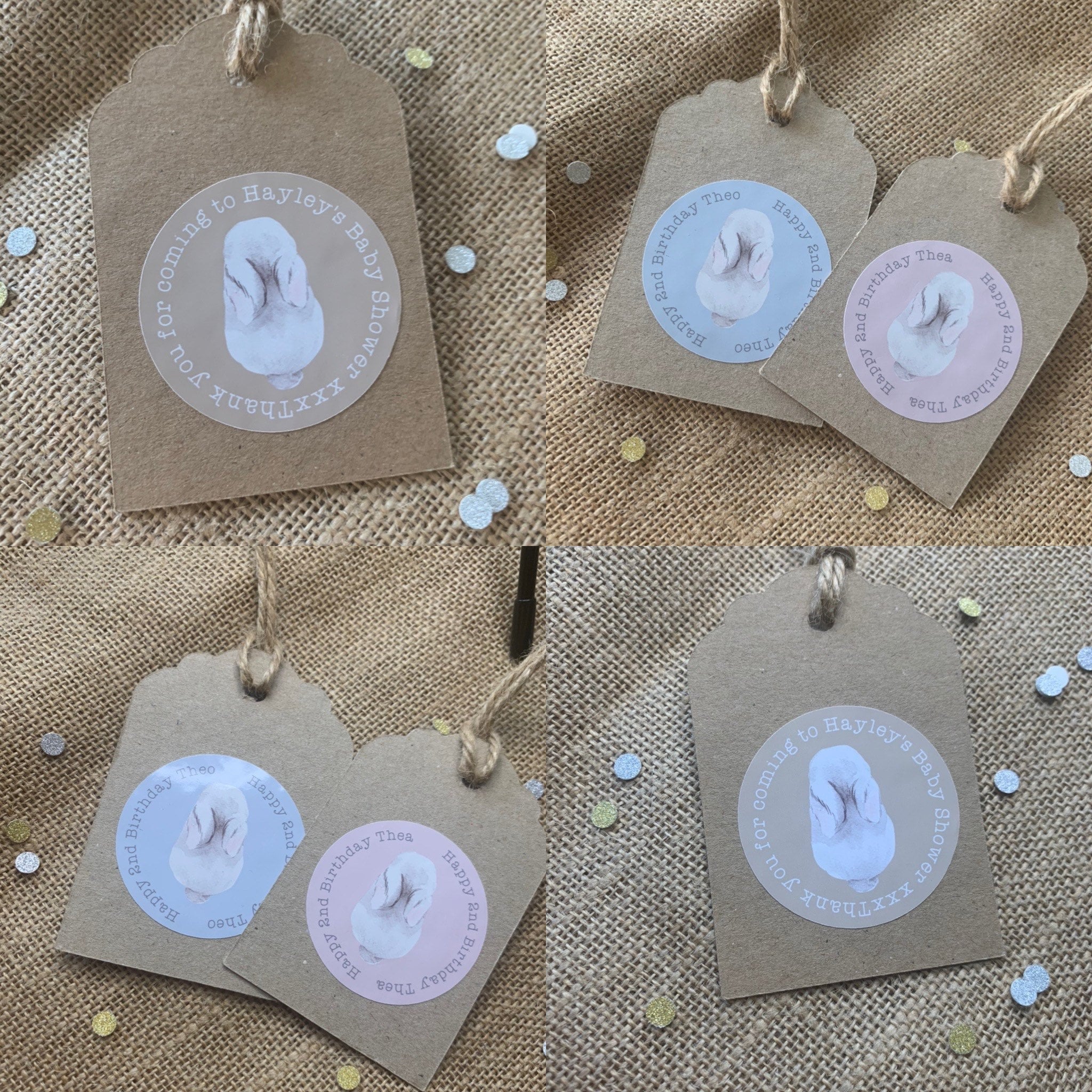 Personalised Bunny Themed Sticker Labels Birthday Christening - Etsy UK