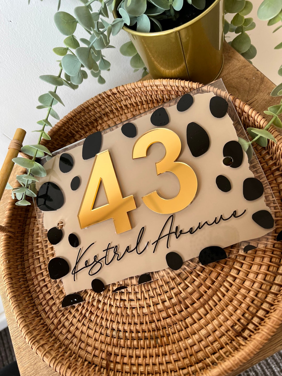 Hand Painted House Door Sign | Dalmatian Print | Personalised Scripted ...