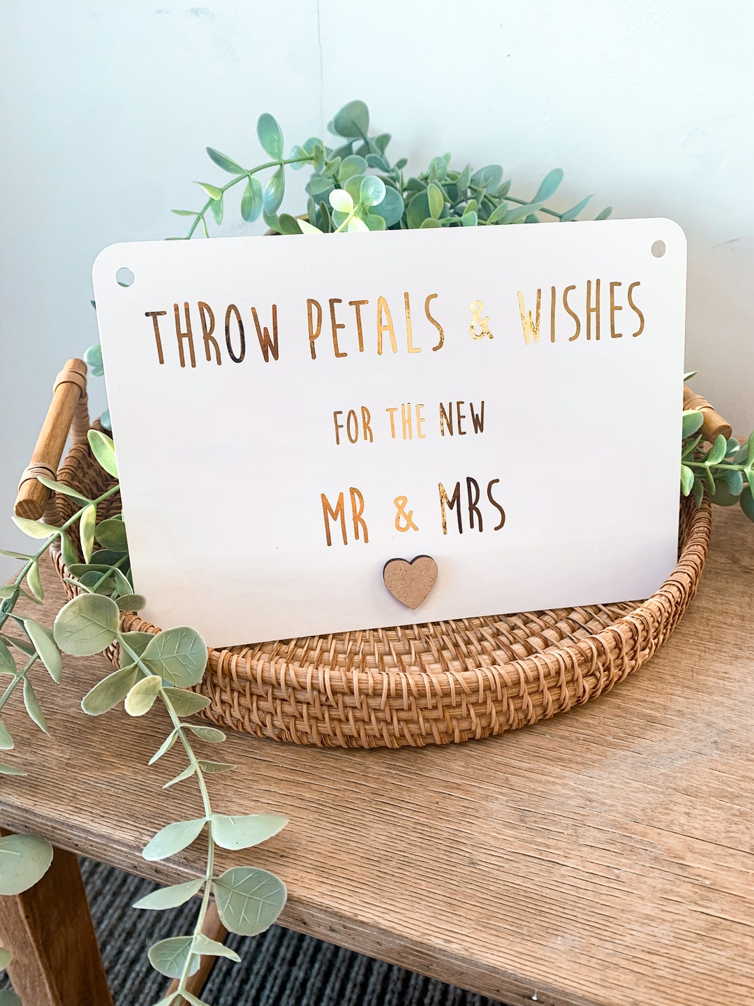 REAL FOIL Confetti Rustic Wooden Heart Wedding Sign | OTHER Signs ...