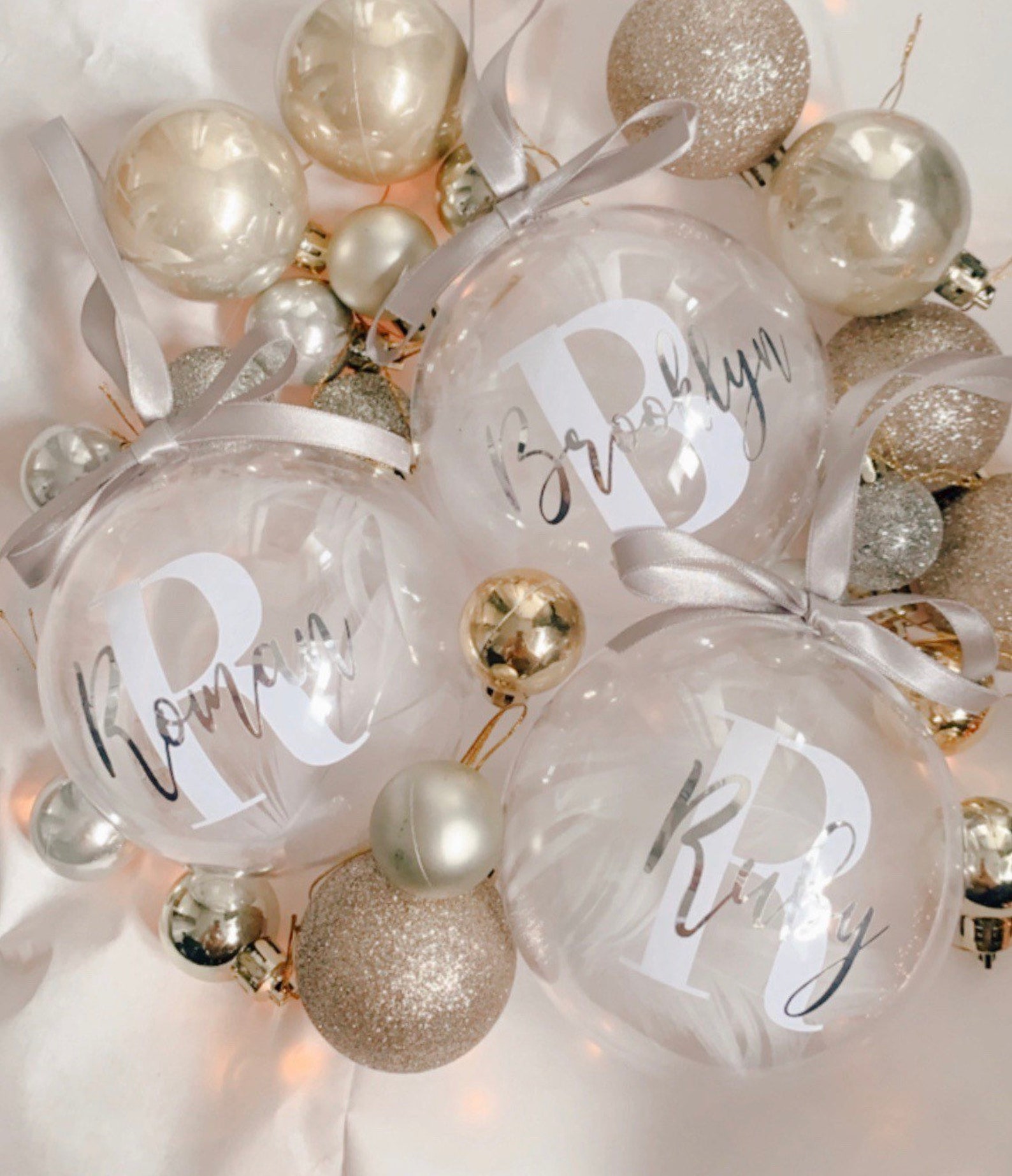 Personalised Bauble Name & Initial Rose Gold Gold Silver - Etsy UK