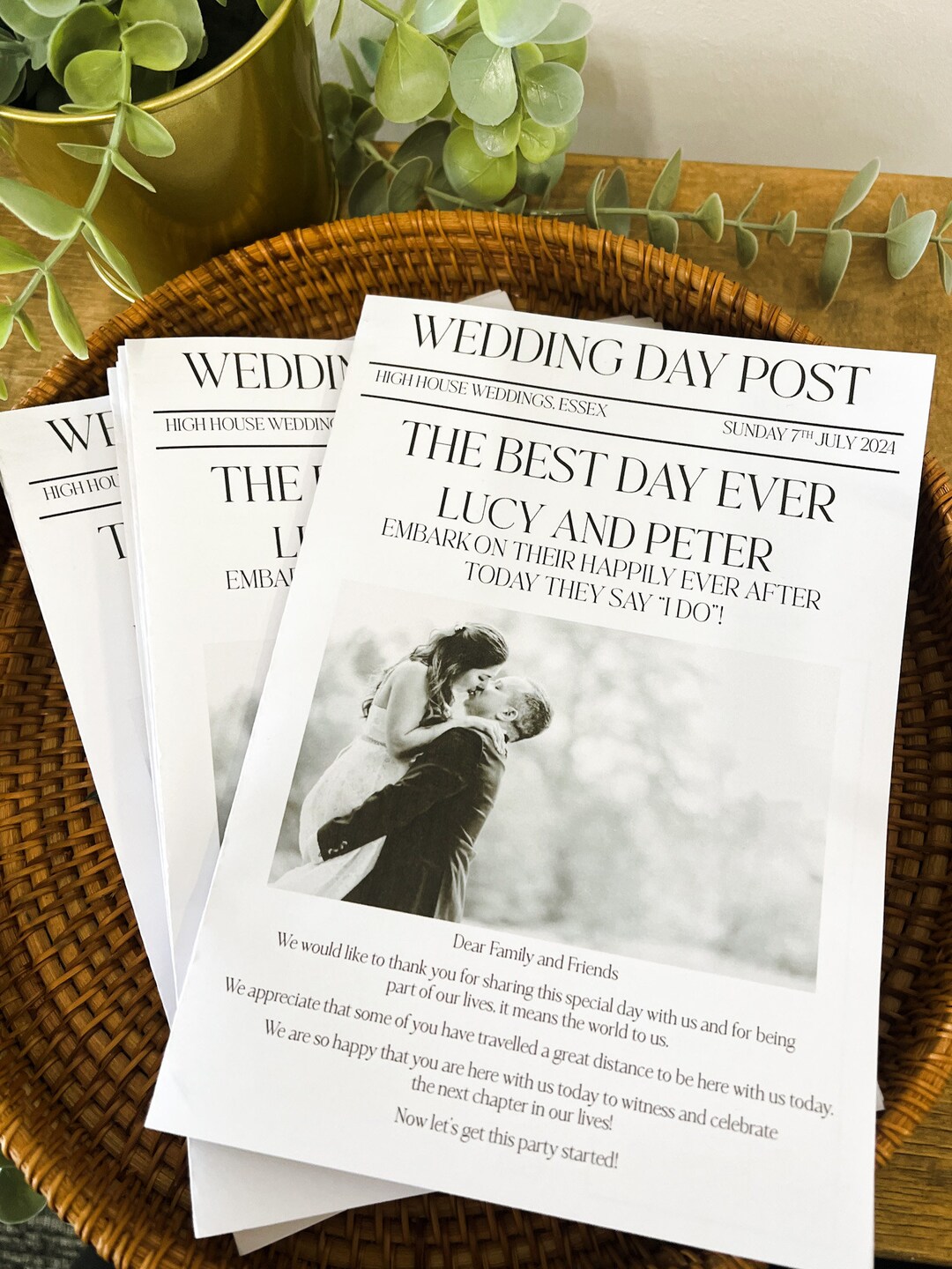 Newspaper Wedding Program, Wedding Newspaper Program,printed Wedding ...