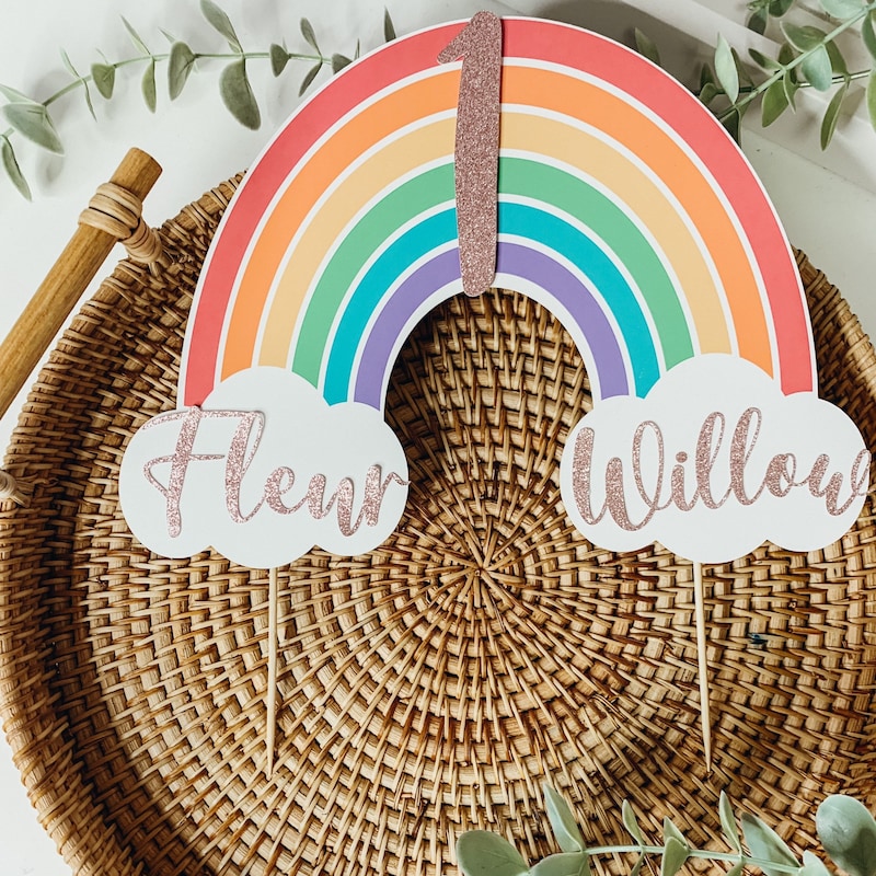 Rainbow Cake Topper - Etsy