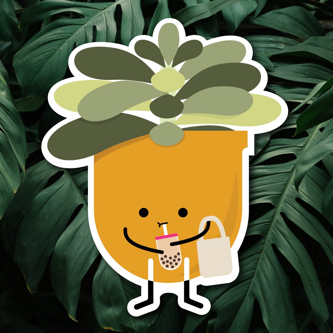 Happy Little Boba Plant Boba Tea Cute Sticker Bubble Tea Personality ...