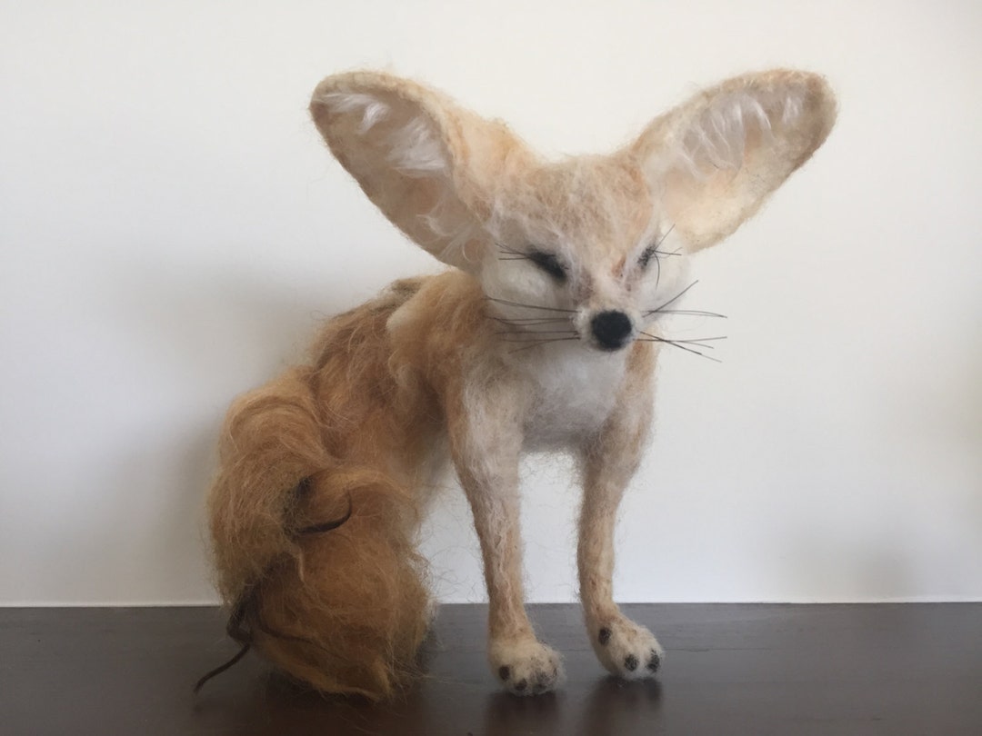Needle Felted Fennec Fox, Ready to Ship, Needle Felted Wool Sculpture ...